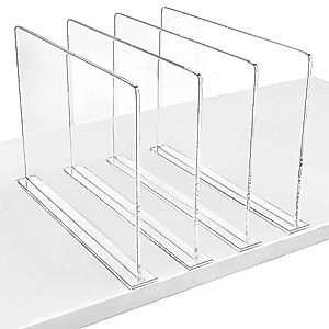 OnDisplay Acrylic Shelf Dividers - Closet Shelves Organizer - Clothing/Purse Separator (8 Pack, 8")