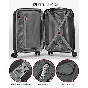 SunnyTour 24" Expandable Checked Luggage, Hard Shell Spinner Suitcase with Wheels for Business/Travel (Black)