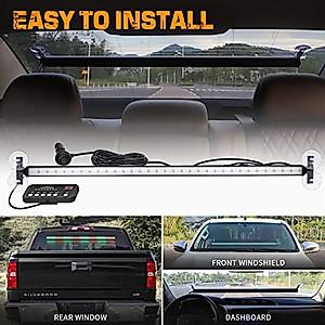 XRIDONSEN 35 inch Traffic Advisor Light Bar 144 LED Green Amber strobe lights Emergency Warning Flashing Safety Interior Windshield w/Directional Arrow for Construction Vehicles plow Trucks