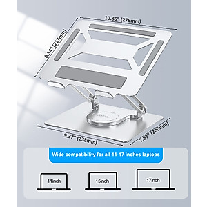 BoYata Laptop Stand for Desk, Adjustable Computer Stand with 360° Rotating Base, Ergonomic Foldable Laptop Riser Holder for Collaborative Work, Compatible with All MacBook Pro/Air, Notebook up to 17"