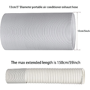 Portable AC Window Kit with 5.1” Exhaust Hose for Sliding Window, Adjustable Air Conditioner Window Vent Kit for Ducting AC Seal Panel for Horizontal&Vertical Window