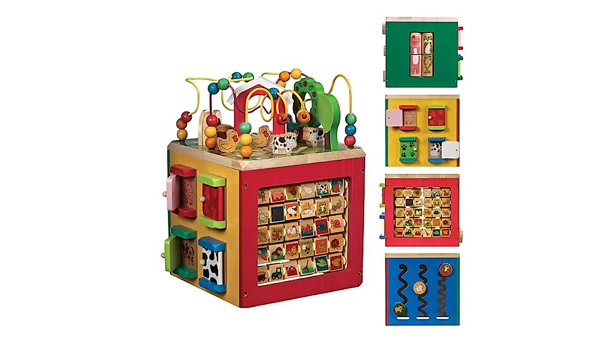 Battat Wooden Activity Cube - Fun Learning for Kids