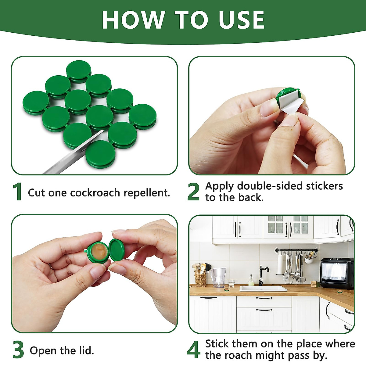 LUOJIBIE Roach Killer Indoor Infestation, Roach Bait, Roach Traps Indoor/Outdoor, Cockroach Repellent, Roach Killer, Quick Catch Roach Control-12PCS