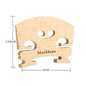 MorMoxe Violin Bridge 4/4 Full Size, Hand-Carved Maple, Direct Fit, Fully Adjusted Violin String Slots and Feet - Violin Bridge