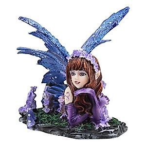 Ebros Fantasy Lavender Meadow Purple Girl Fairy Figurine 3.75" Long Faery FAE Pixie Garden Collectible Accessory