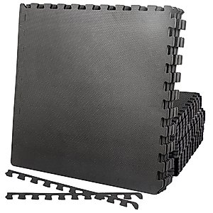 HomGarden Puzzle Exercise Mat 1/2’’ EVA Interlocking Foam Floor Mats for Exercise Equipment Home Gym Workout Mat(24 Tiles) Black