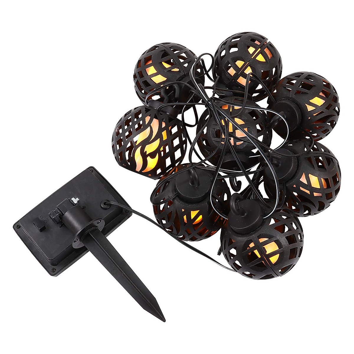 Uonlytech Creative Lantern Shape String Light String Flame Garden Lights Plastic LED String Lights