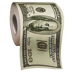 Treasure Gurus 100 One Hundred Dollar Bill Roll of Toilet Paper