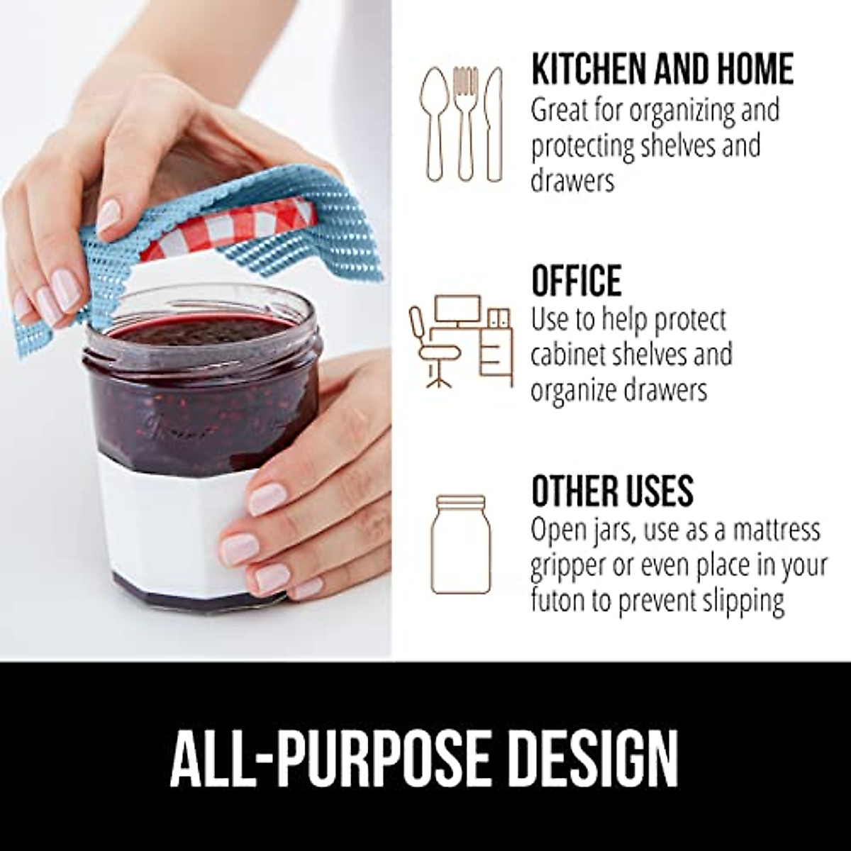 Gorilla Grip Drawer and Shelf Liner and Nonslip Bed Sheet Straps 4 Pack, Shelf Liner Size 17.5 in x 10 FT Aqua, Non Adhesive, Sheet Straps in White, Easy Install, 2 Item Bundle