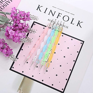 JOYJULY 20pcs Nail Art Design Tools, 15pcs Painting Brushes Set with 5pcs Dotting Pens, BLACK …