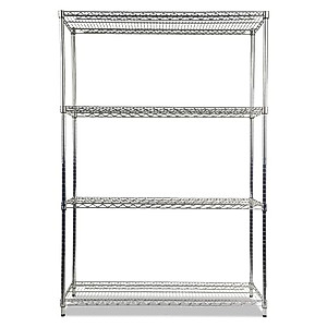 Alera ALESW504818SR NSF Certified Industrial 4-Shelf 48 in. x 18 in. x 72 in. Wire Shelving Kit - Silver