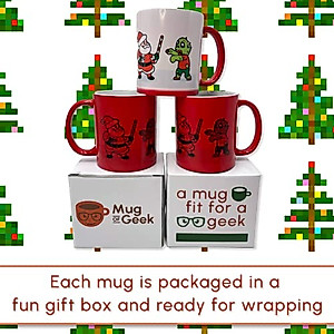 Mug of Geek Christmas Mug, 11 oz Ceramic Christmas Coffee Cup, Santa Vs Zombie Color Changing Mug with Dual Sided Dishwasher Safe Art – Cute Christmas Mug Stocking Stuffer Gift for Hot and Cold