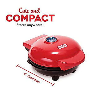 DASH Mini Waffle Maker Machine for Individuals, Paninis, Hash Browns, & Other On the Go Breakfast, Lunch, or Snacks, with Easy to Clean, Non-Stick Sides, Red Heart 4 Inch