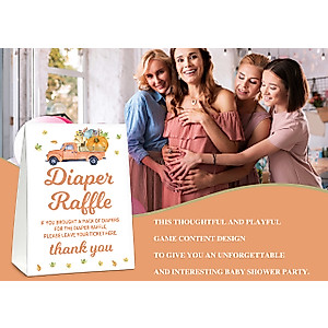 Gihyan Baby Shower Game Set - 1 Self-Standing Sign + 50 Guessing Cards, Fall Thanksgiving Day Diaper Raffle Tickets
