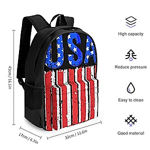 Back to School - Travel Hiking Bag & Day Pack Gym Outdoor Hiking Bag Big Capacity Backpack Cool USA American Flag Art Casual College School Daypack for Men Women Girls Boy