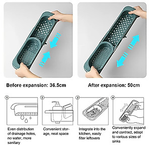 Telescopic Sponge Holder for Kitchen Sink Organizer Telescopic Sink Storage Rack Holder Telescopic Sink Shelf Kitchen Kitchen Sink Drain Basket Telescoping Sink Caddy Adjustable for Home(Green)