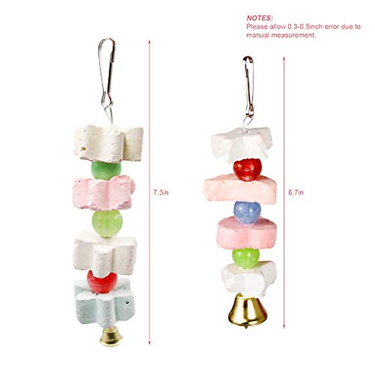 S-Mechanic 3Packs Parrot Chewing Toy Beak Trimmer Calcium Stone with BellParrot for Cockatiel Conure African Grey Amazon Parrots Parakeet Cockatiel Bird (Style-2)