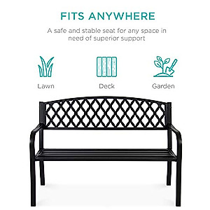 Best Choice Products 50" Patio Garden Bench Park Yard Outdoor Furniture Steel Frame Porch Chair Seat