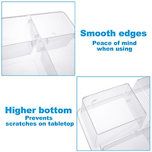 EATHEATY 3 Pack Divided Veggie Tray with Lid, 5 Compartment Plastic Snackle Box Container Salad Bar Container for Fridge, Tray Travel Food Storage Containers for Snack, Fruit, Vegetable, Salad, Meat