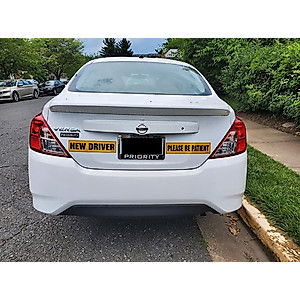TOTOMO New Driver Magnet for Car Sign – Large 12”x3” Magnetic Reflective Vehicle Safety for Student Rookie Learner Drivers Removable Bumper Sticker Please Be Patient