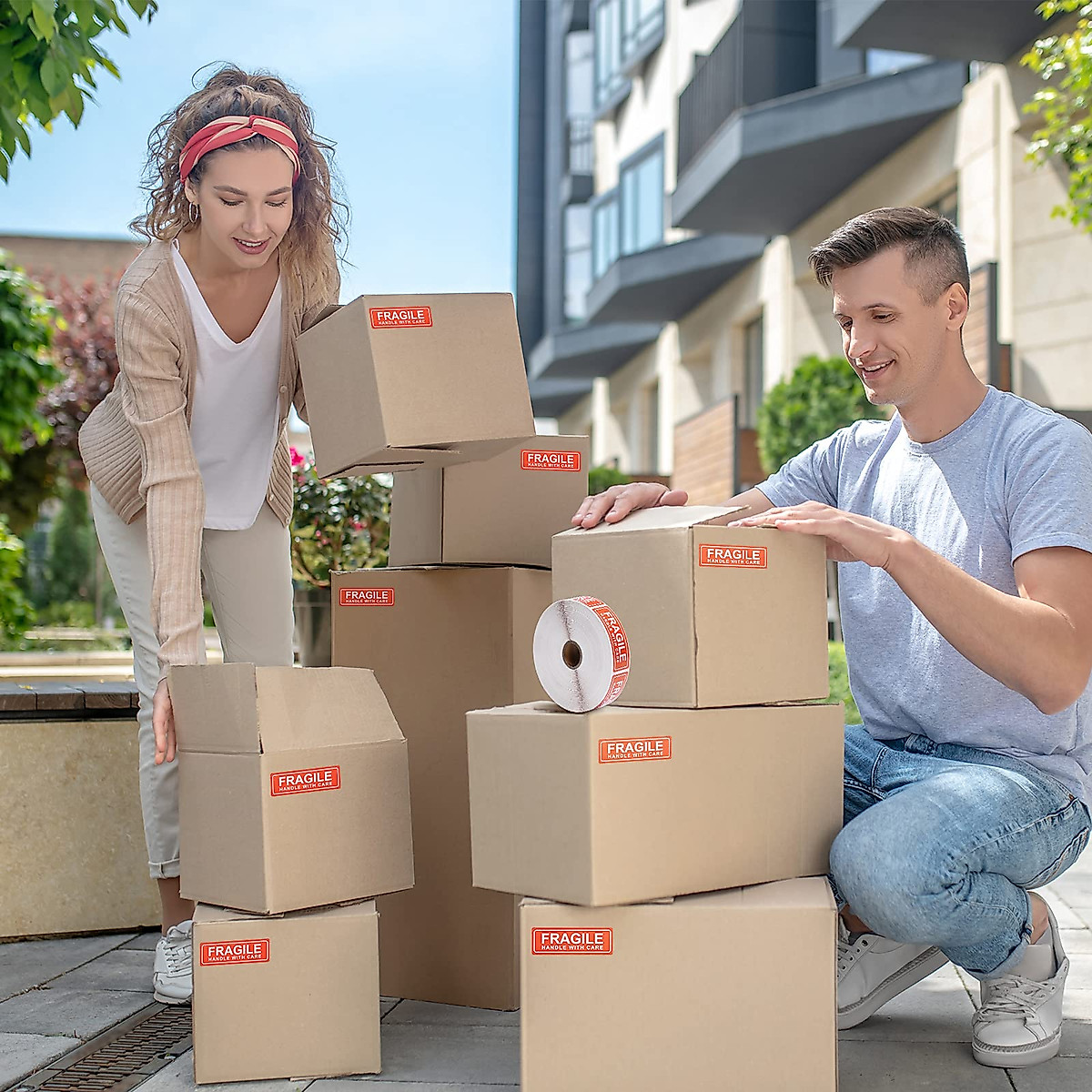 Fragile Stickers, Pacific Mailer 1" x 3" Fragile Handle with Care Warning Packing Shipping Label with Self Adhesive for Moving, Shipping [1000 Labels Per Roll]