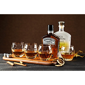 ini TECH Set of 4 Unique Whiskey Glasses 12 oz Scotch Glasses Bourbon Glasses for Cocktails Rock Style Old Fashioned Drinking Glasses Gifts for men (clear, 4)