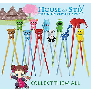 Kids chopsticks for kids children beginner adults toddler training chopsticks with reusable helper (Bears 5-Pack)