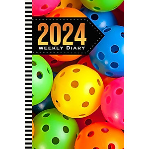 2024 Weekly Diary: 6x9 Dated Personal Organizer / Daily Scheduler With Checklist - To Do List - Note Section - Habit Tracker / Organizing Gift / Pickleball Pickle Ball - Sports Cover