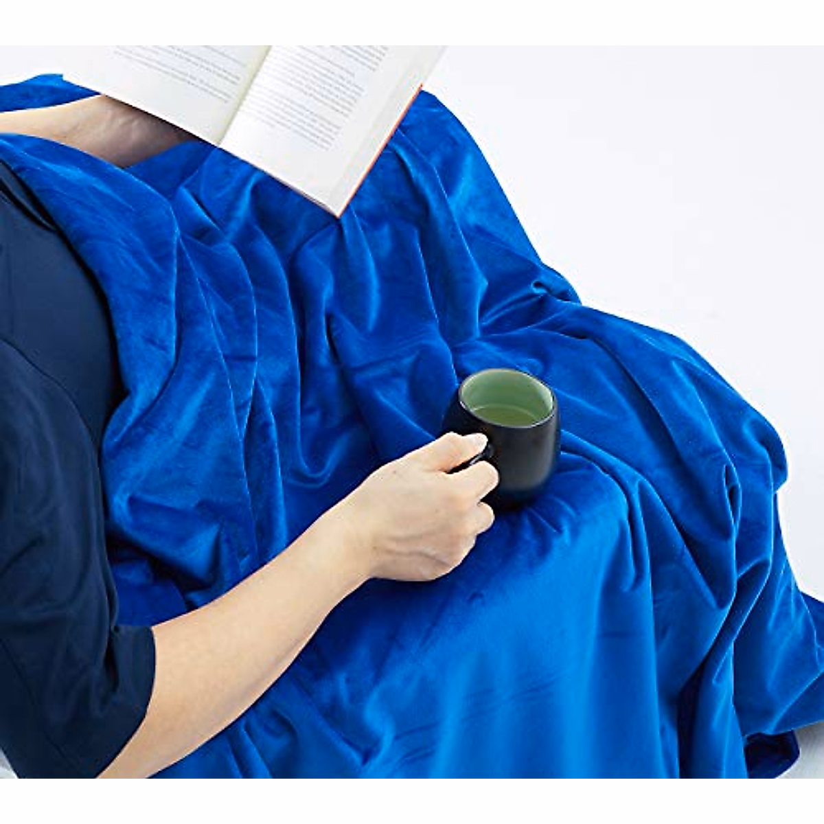 Roomate Weighted Blanket & Removable Cover - Resist Water Spills, 2 Models for Kids and Adults - Cool Breathable Inner & Ultra-Soft Minky Fleece Cover , Blue, 36''48''- 7LB