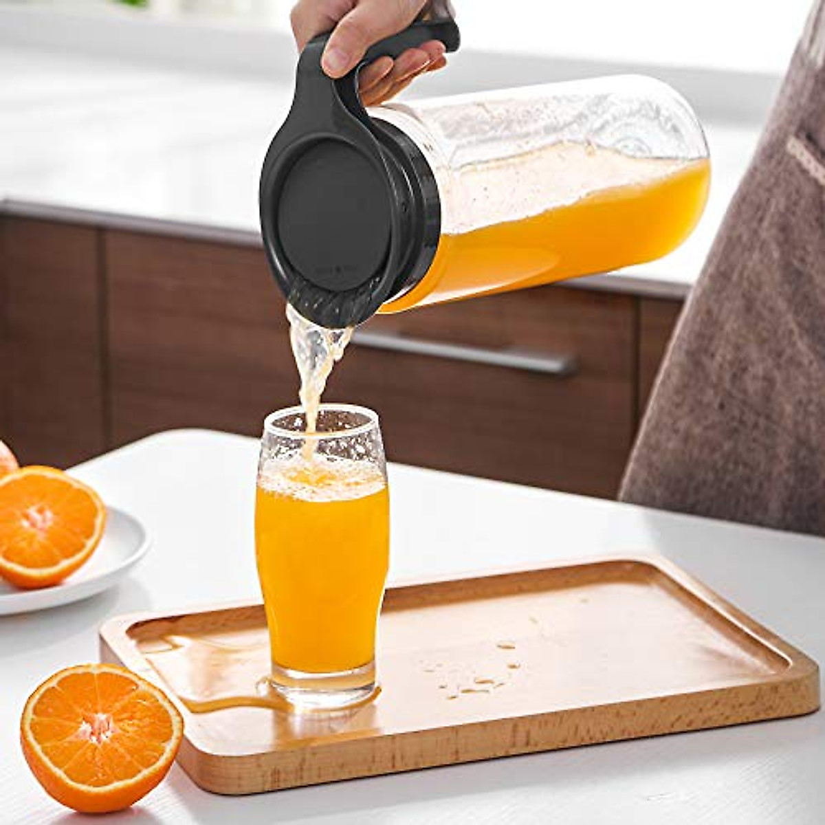 Komax Plastic Pitcher with Lid | 2.1-quart / 67.2-oz Tritan BPA-Free Plastic Water Pitchers | Hot & Cold Drink Pitcher | Spill-Proof Gravity Pouring Mechanism