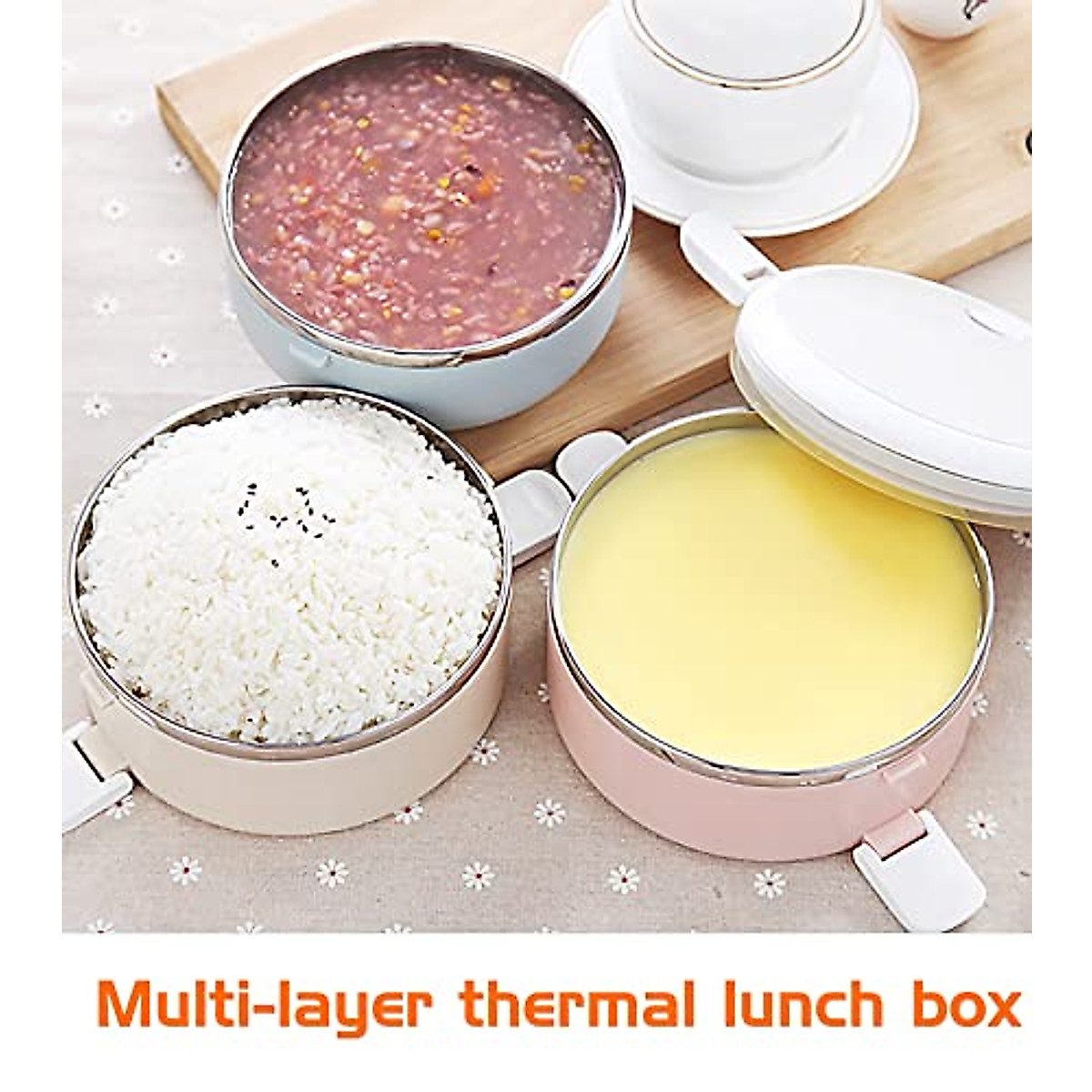 AOSUYOU 3 Layer Stainless Steel Leakproof Lunch Box, Portable Carry Hand Food Storage Container for Work Lunches, Picnic, Travel, Camping with Lunch Bag