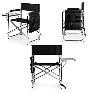 ONIVA - a Picnic Time brand - Sports Chair with Side Table, Beach Chair, Camp Chair for Adults, (Black)