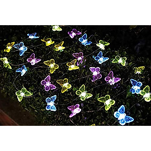 Joyathome Outdoor Solar String Lights Butterfly Decorative Fairy Lights, 17.7ft 36 Led Solar Butterfly Lights Outdoor Waterproof Garden Lights for Home Yard Outdoor Decoration (Cool White)