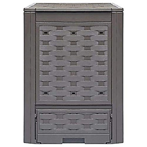 vidaXL Garden Composter Fertiliser Container Compost Waste Bin Waste Box Trash Can Weather Resistant Durable Plastic Brown 79.3 gal 300l