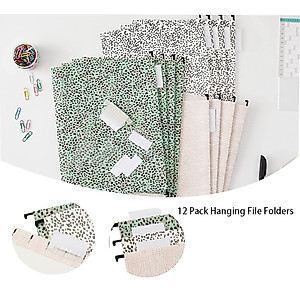 Fei Bi 12 Pack Hanging File Folders Filing Cabinet Organizer Letter Size 1/5 Cut Adjustable Tabs Decorative for Home Office School Classroom, Leopard Print 9.3'' x 12.8''…