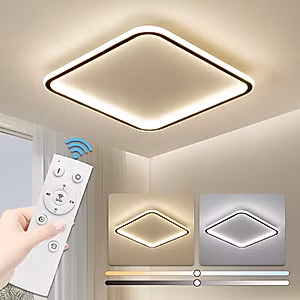 Mikeru Square Type Dimmable LED Ceiling Light, 15.7 Inch Flush Mount Ceiling Light Fixtures, Thin Modern Ceiling Lamp with 3 Colors Temperature Remote Control for Bedroom, Kitchen, Living Room