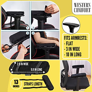 WESTERN COMFORT Thick Chair Armrest Pads - Desk Chair Arm Pads - Office Chair Arm Pads - Arm Rest Pillow - Armrest Pads for Office Chair - Gaming Chair Arm Pads Cushion Covers - Set of 2