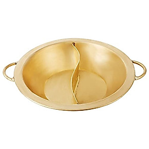 Chafing Dishes Brass Induction Hot Pot Mandarin Duck Copper Pot Double-ear Hot Pot Home Stew Pot Soup Pot Suitable For Family Dinner And Outdoor Picnic (Color : Gold, Size : 30cm)