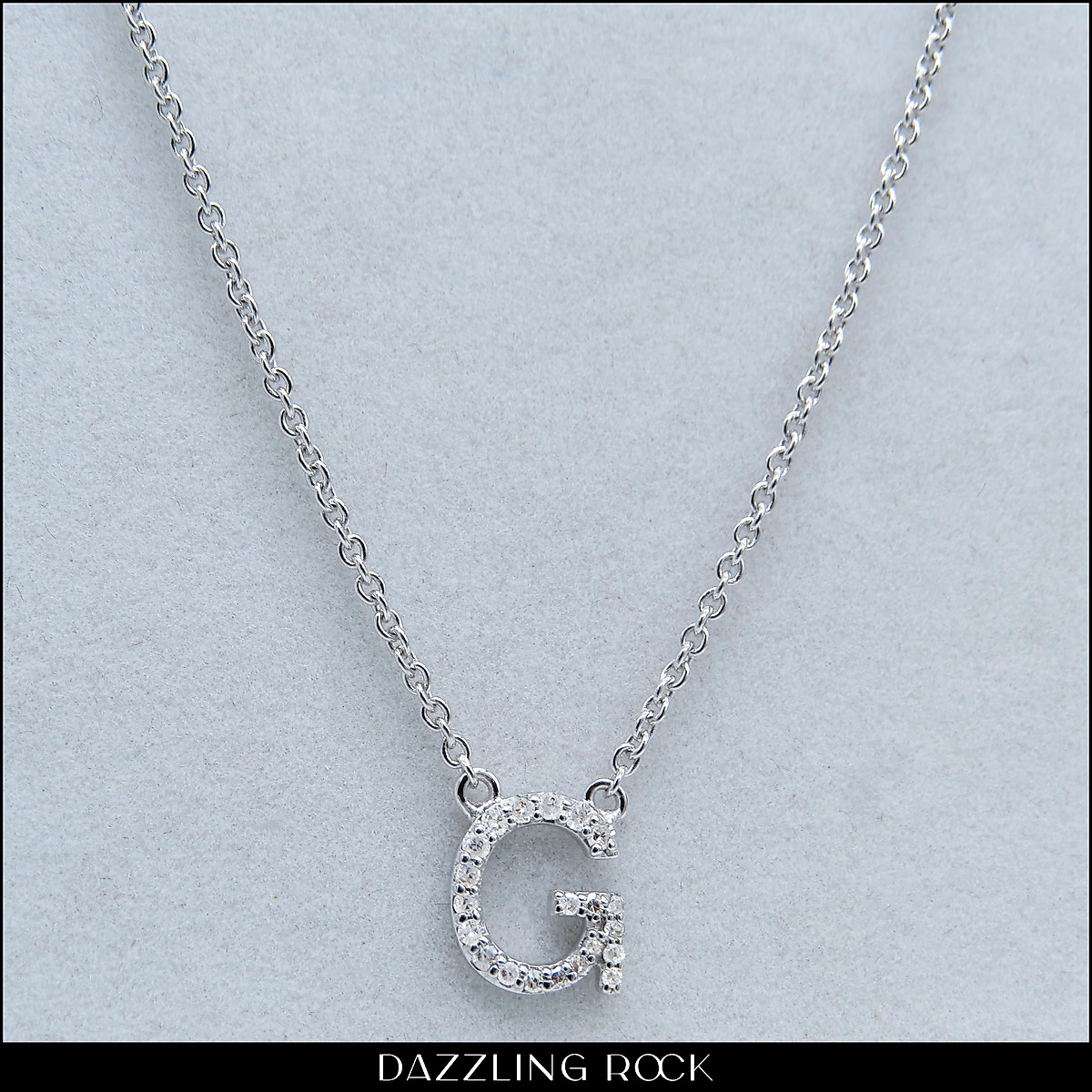 Dazzlingrock Collection 0.12 Cttw Round White Diamond Uppercase Initial 'G' Pendant Necklace with 18 inch Silver Chain for Women in 14K Solid White Gold