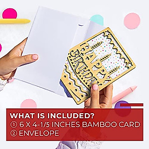 Happy Birthday Card by HeartSpace, Cake & Candles Design: Premium Wooden Greeting Cards Handmade From Sustainable Real Bamboo Wood