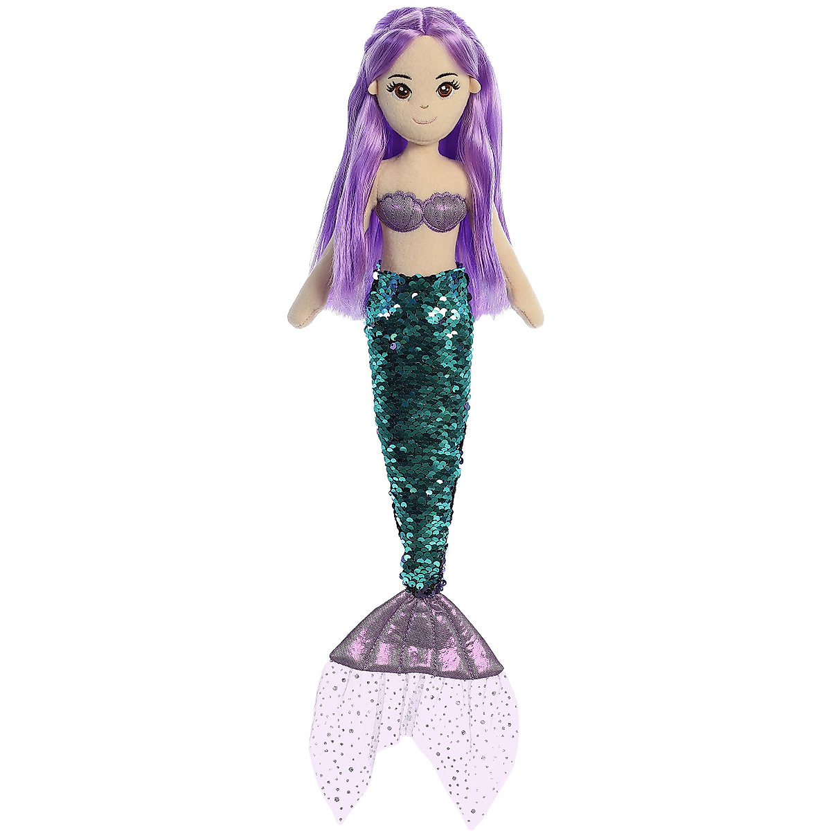 Aurora® Enchanting Sea Sparkles™ Sequin Sparkles™ Jenna Stuffed Doll - Imaginative Play - Magical Companions - Green 18 Inches