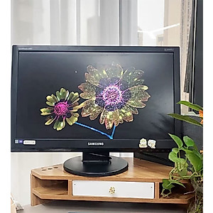 KUAIYU Triangle Monitor Riser,Cut Triangular Computer Monitor Desktop Corner Stand,Desktop Corner Shelf With Drawers Wooden Computer Stand With Storage Laptop Risers Office Organization.