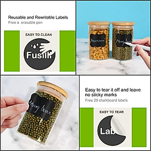 8oz Glass Jars with Bamboo Lids, Borosilicate Glass Airtight Canisters sets, Glass Food Storage Container, Pantry Organization and Storage Jars, Kitchen Canisters Sets, Spice Jars, Containers of 15