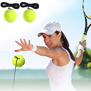 Gejoy 4 Packs Tennis Training Ball with String Tennis Trainer Balls Self Practice Trainer Tool Tennis Ball Training Equipment for Tennis Trainer Practice Exercise