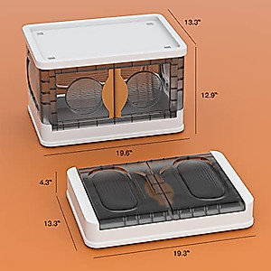 Storage Bins with Lids, 10.6 Gal Closet Organizers, Collapsible Storage Bins, Stackable Folding Storage Box, Dorm Storage Bins with Lids and Doors