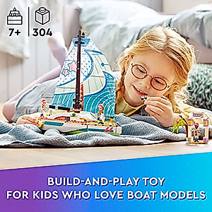 LEGO Friends Stephanie's Sailing Adventure Toy Boat Set 41716, Sailboat Building Toy with Island, Drone, and 3 Mini Figures, Creative Sailing Gift for Kids, Girls, Boys Age 7+ Years Old