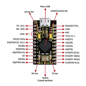 KEYESTUDIO Pro Micro Atmega32U4 5V with USB Cable for Arduino Projects 1PC