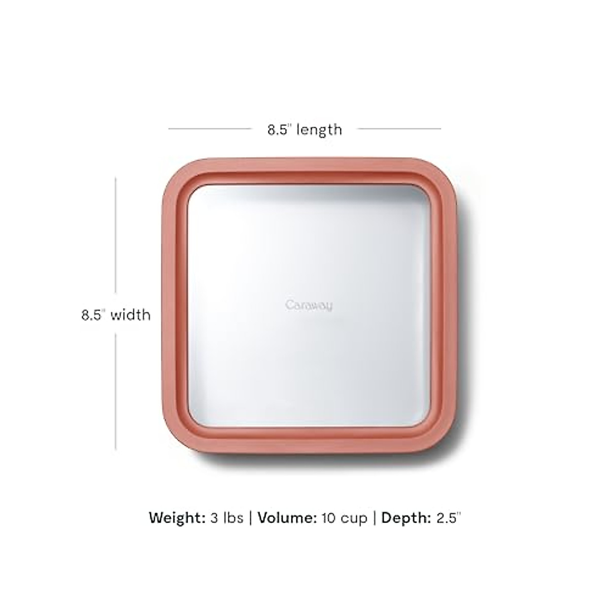 Caraway 2pc Glass Food Storage Set - 10 Cup Food Containers (2) - Ceramic Coated - Non Toxic, Non Stick Lunch Box with Lids. Dishwasher, Oven, & Microwave Safe - Perracotta