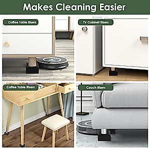 Diveken 1.5 inch Furniture Risers, Bed Riser Heavy Duty, Desk Table Sofa Couch Lifts, Black Adjustable Risers(Set of 4)