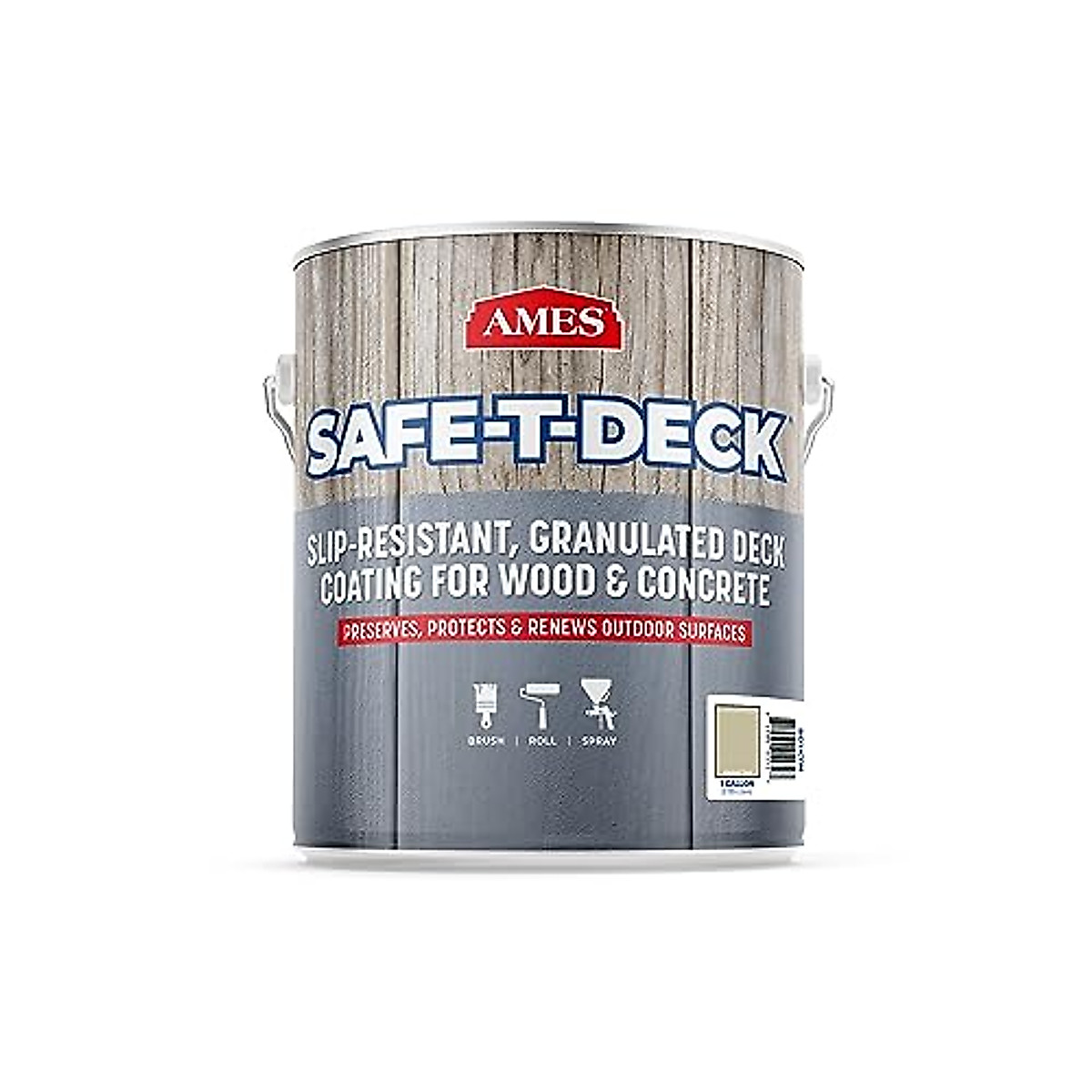 Ames Safe-T-Deck Granulated Formula Exterior Paint - 1 Gallon Khaki Tan Paint - Great for Porches, Patios, Decks, Walkways and More - Made in The USA, 128 Fl Oz (Pack of 1), 1.00 Gallon (Pack of 1)